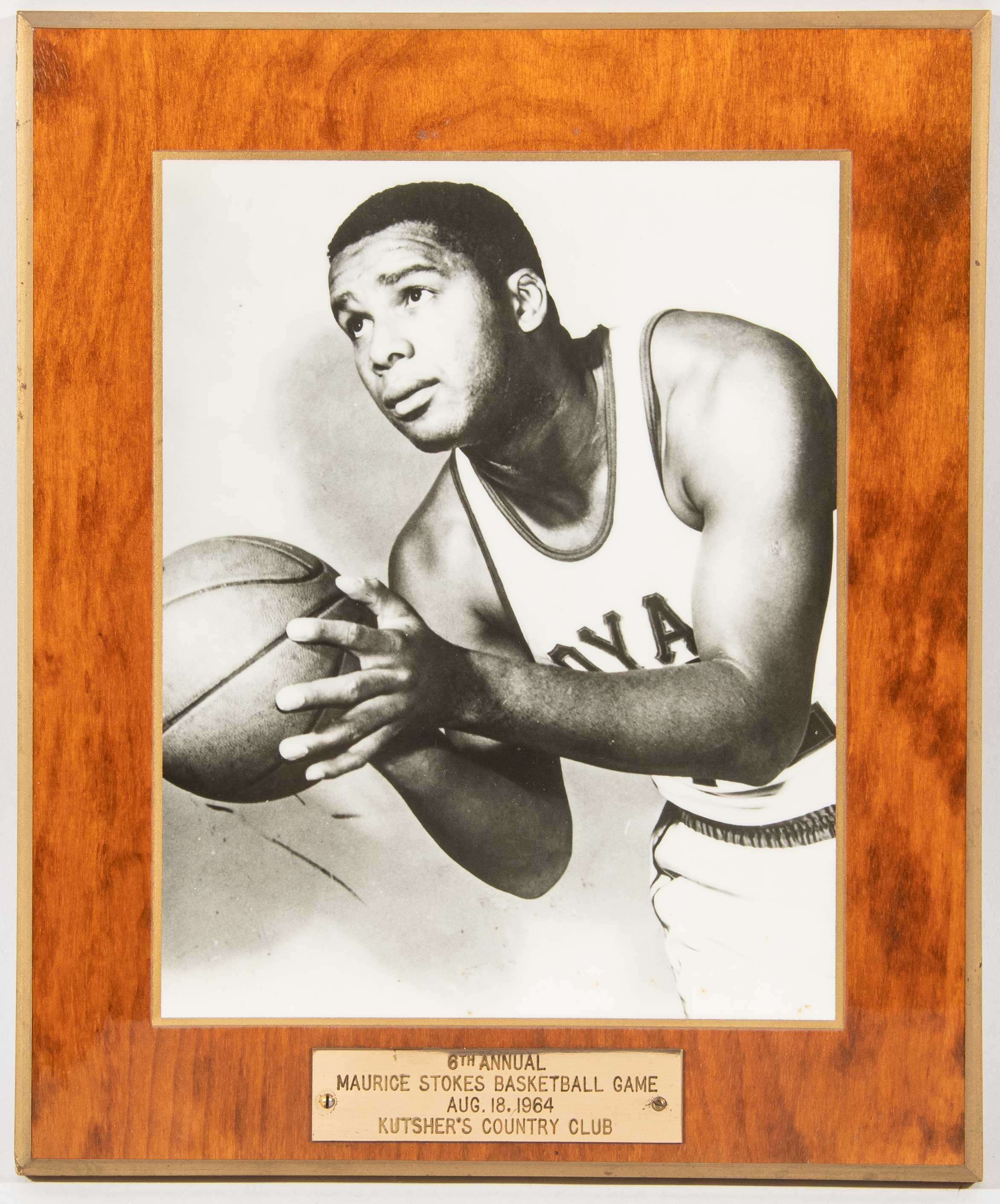 1964 Bill Russell "Maurice Stokes Basketball Game" participants plaque ...