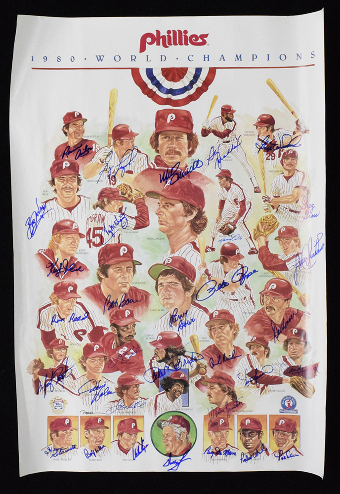 1980 Philadelphia Phillies team signed poster (NM) | Barnebys