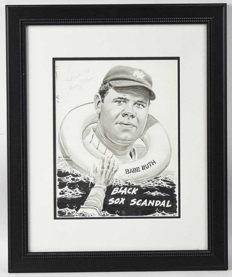 Babe Ruth original artwork signed by artist Murray Olderman (NM) | Barnebys